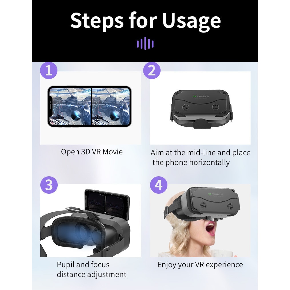 Ochelari VR digitali 3D pentru telefonul mobil, SIHOiSi, 180×91×122mm ...