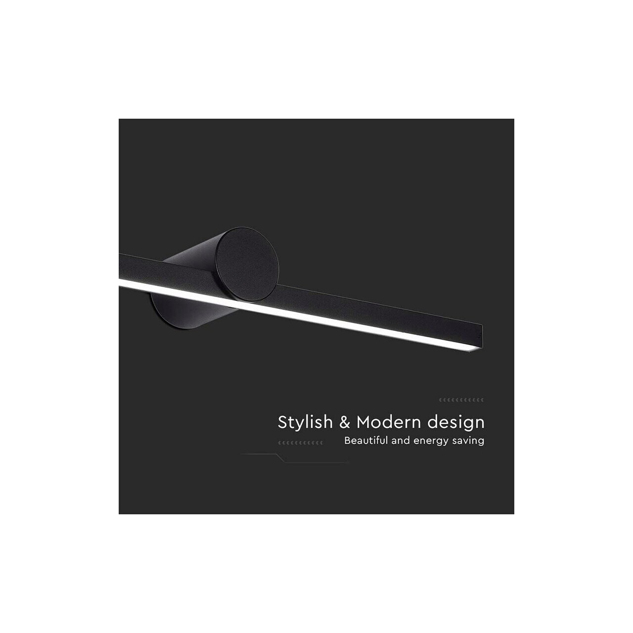 LED огледало, Черен, 10W, 1530 lm, 3000K топла светлина, Алуминий, IP65 ...