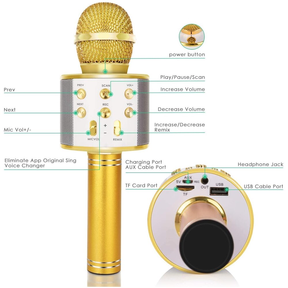 Microfon Karaoke cu Boxa pentru Copii Saiconcept®, Bluetooth, Frecventa ...