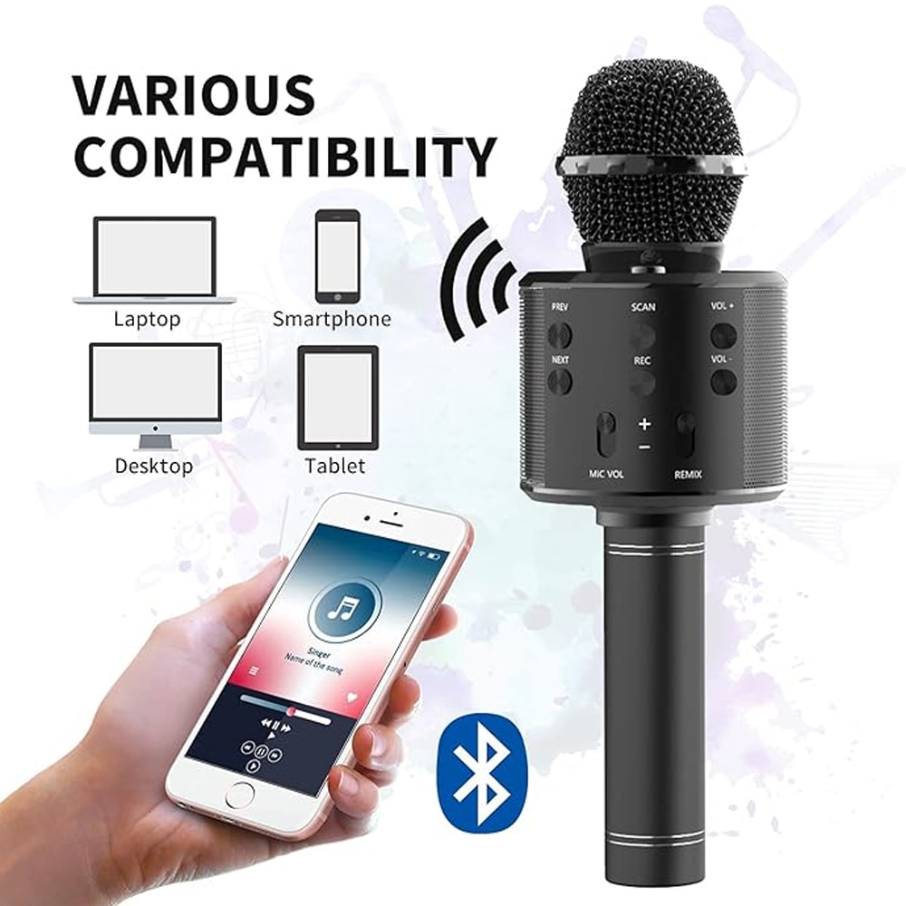 Saiconcept karaoke mikrofon gyermek hangszóróval, Bluetooth, 100 Hz - 10 kHz frekvencia, fekete ...