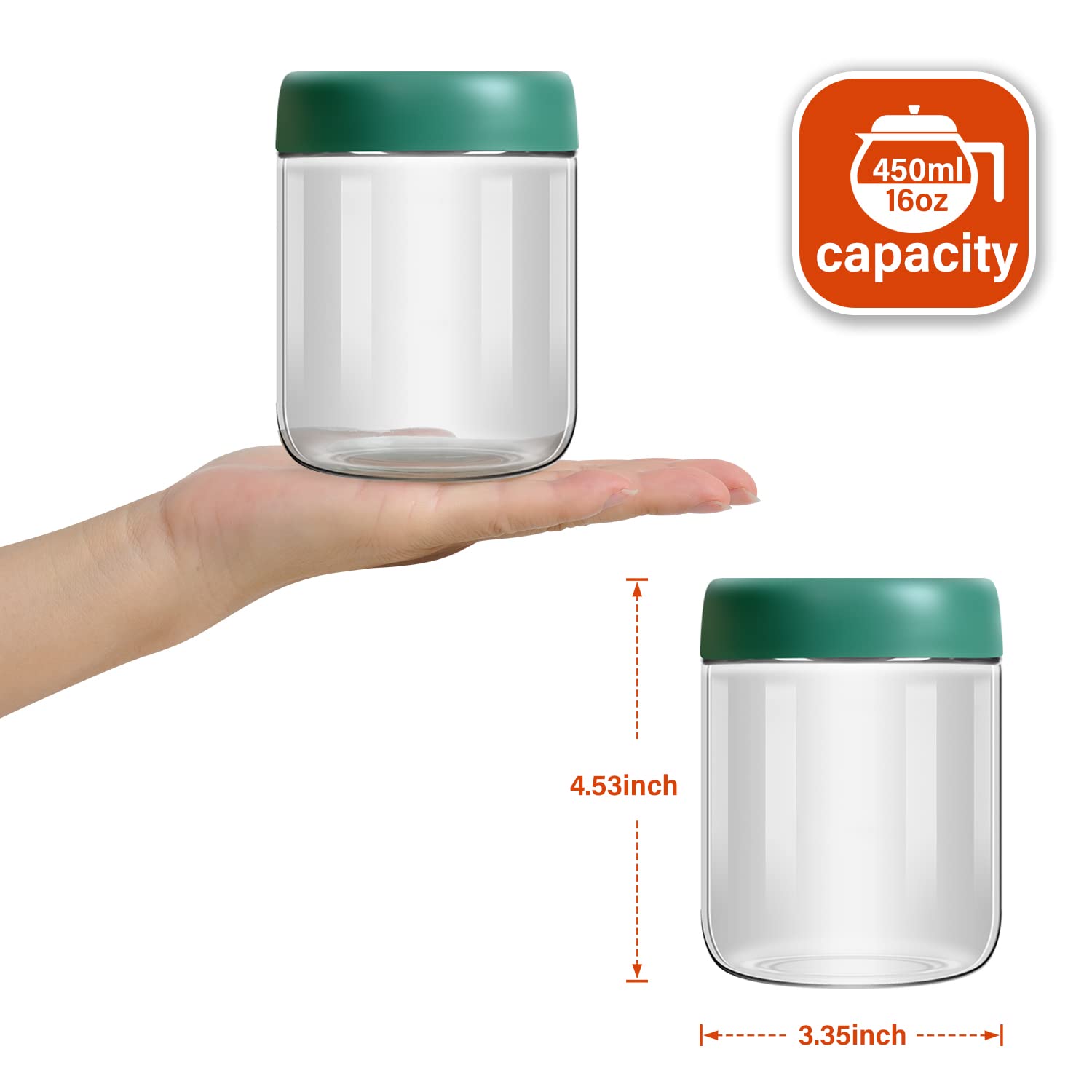 Set 4 borcane cu capac, Overtang, Sticla, Multicolor - eMAG.ro