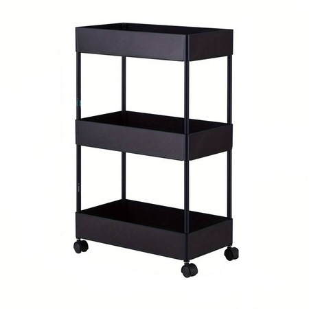 Raft universal cu 3 etajere, roti 360 grade, negru, design labute de ...