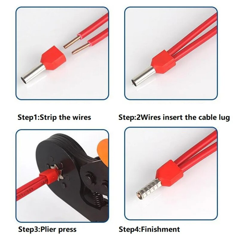 Set 1200 pini terminali dubli pentru conductori electrici si clesti de ...