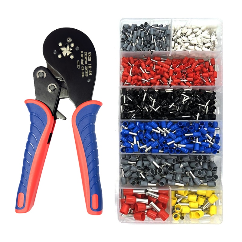 Set 1200 pini terminali dubli pentru conductori electrici si clesti de ...