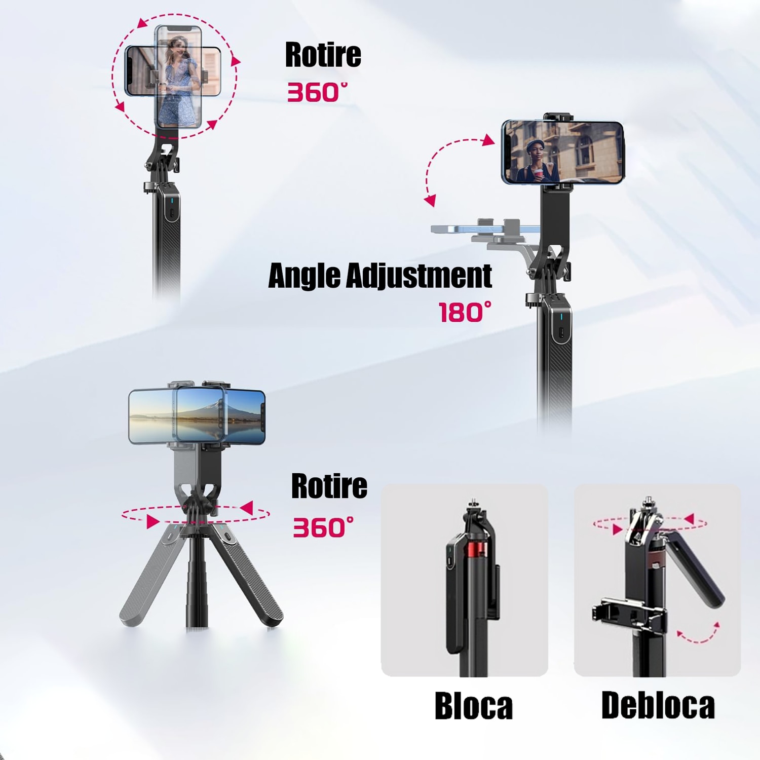 Trepied Foto Telescopic Reglabil, 180cm, BYONDSELF® Pentru Camera Foto ...