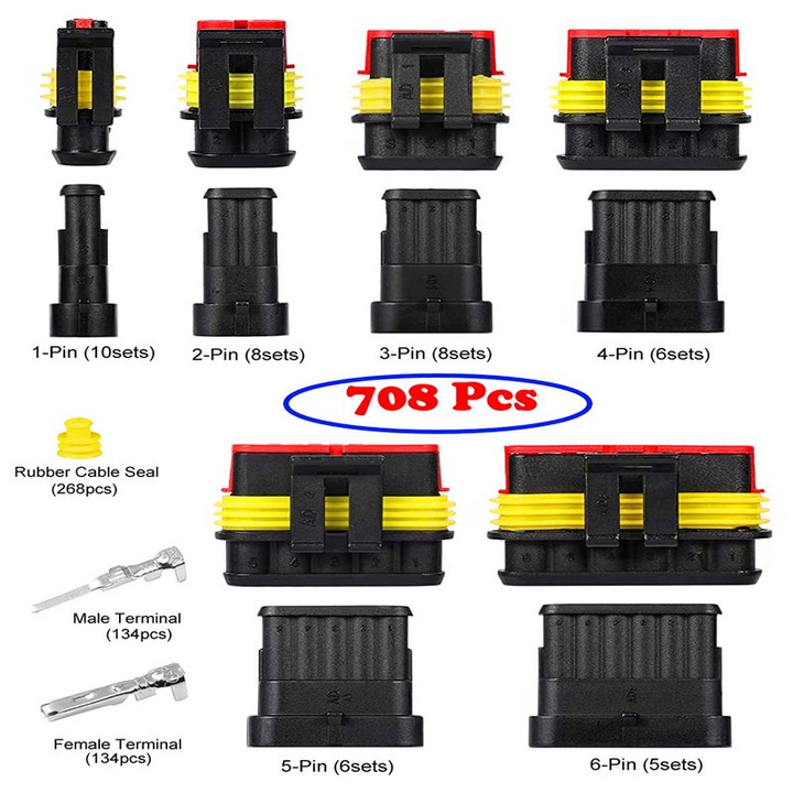Conectori electrici impermeabili tata si mama pentru automobile, 708 ...