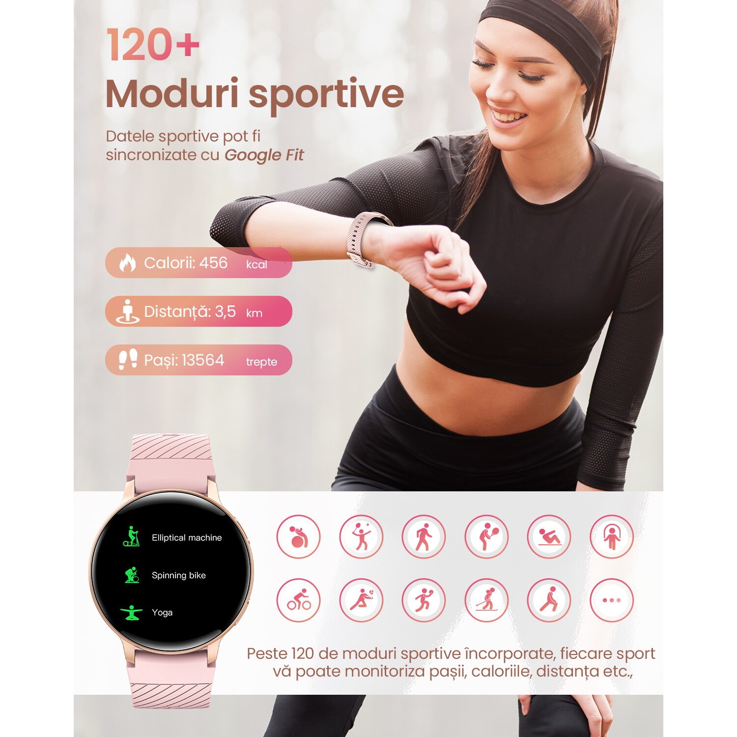 Ceas Smartwatch Dama Barbati FOSMET®, cu Colier si 2 Curele, 1.39" HD ...