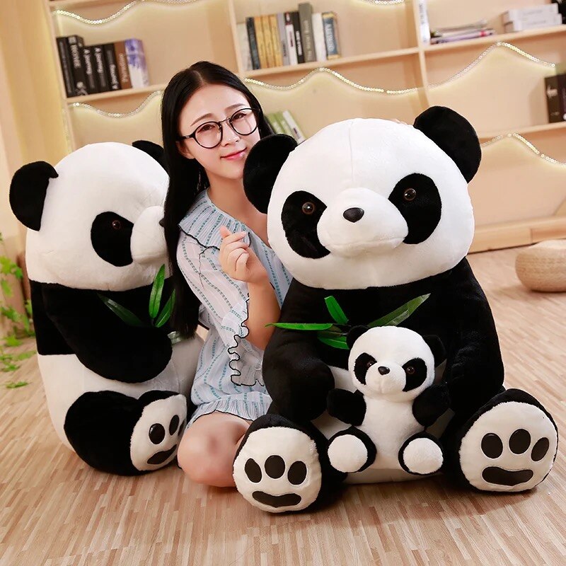 Urs Panda din plus cu frunza de bambus, 90cm - eMAG.ro