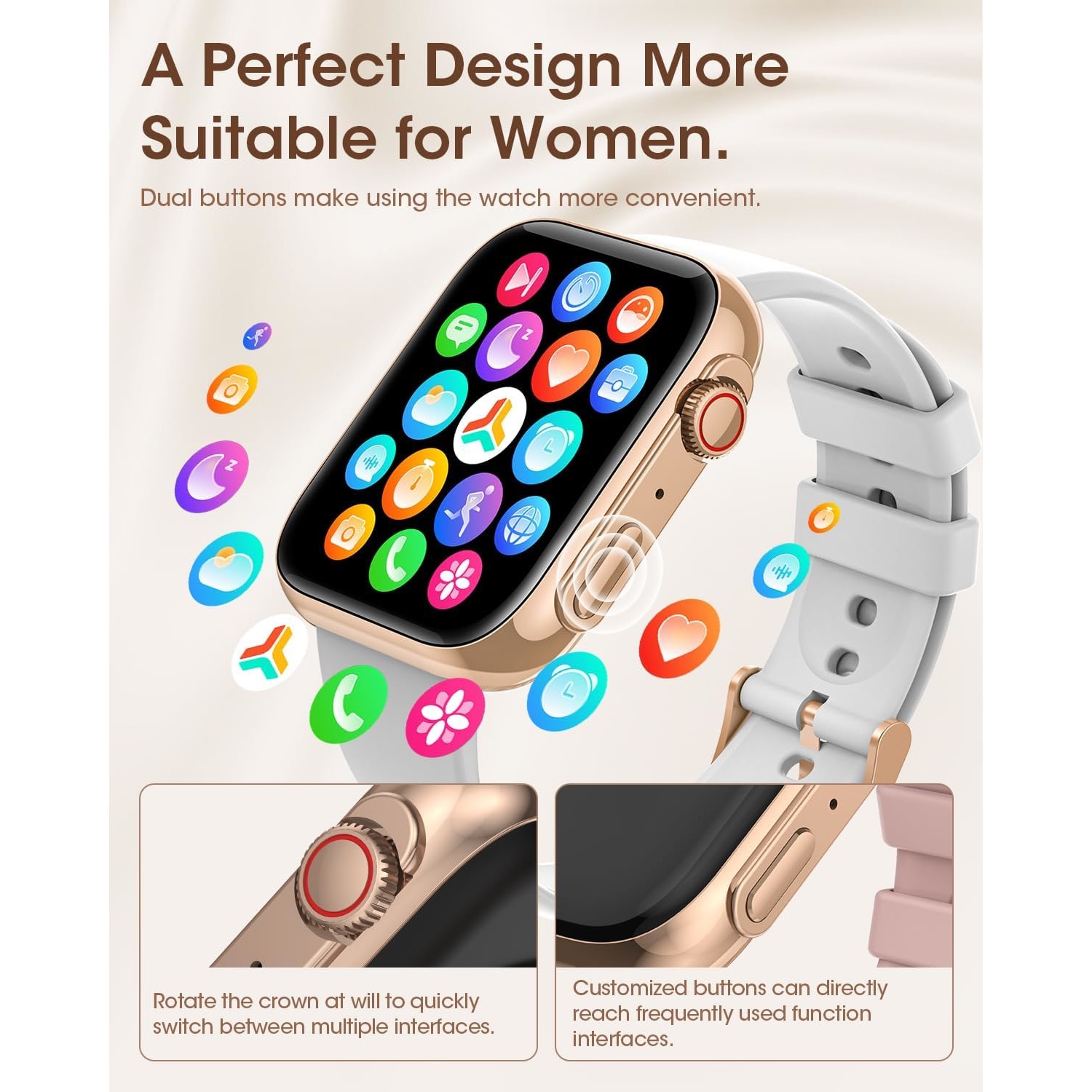 Ceas Smartwatch Dama si Bratara Fitness 2-in-1 FOSMET®, ecran HD de 1 ...