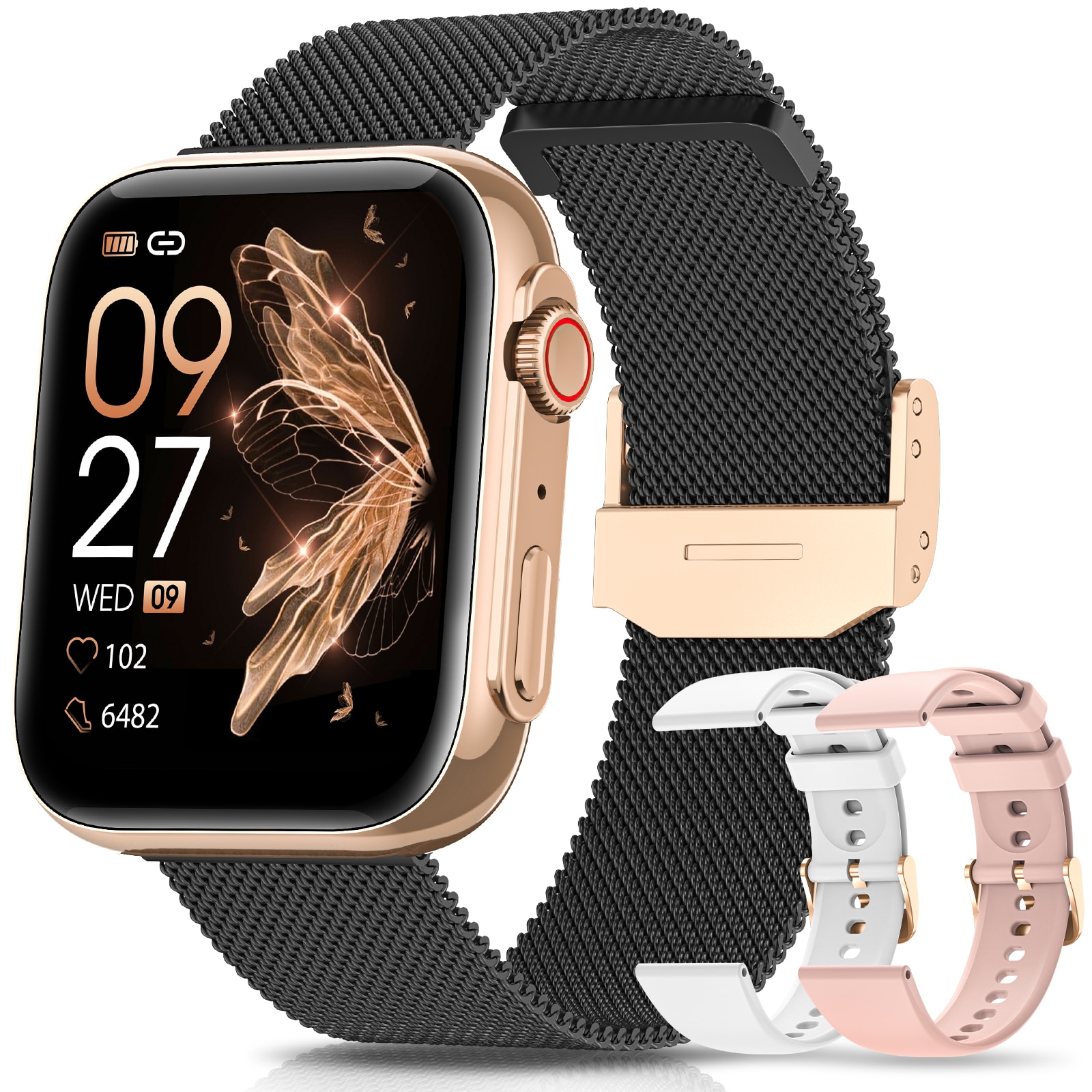Ceas Smartwatch Dama si Bratara Fitness 2-in-1 FOSMET®, ecran HD de 1 ...