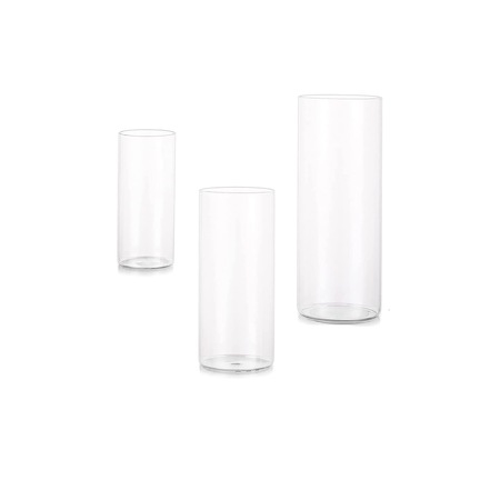 Set 3 Vaze decorative din sticla, forma cilindru, transparent ...