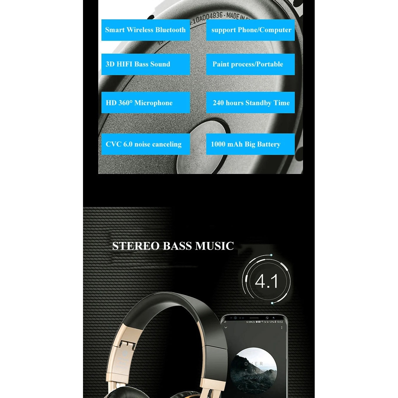 Casti Wireless, Gaming, Bluetooth 5.0, Design pliabil, Control tactil ...