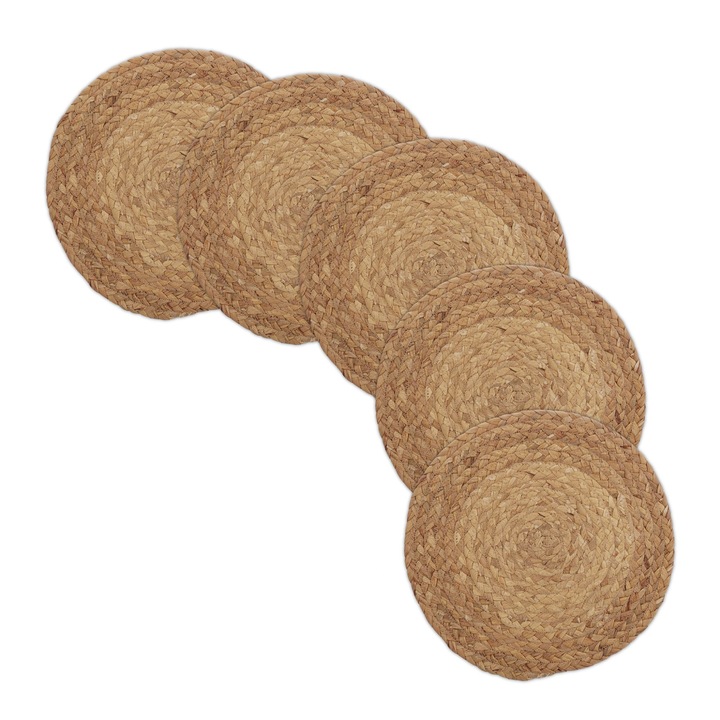 Naproane pentru masa, 6 bucati, iuta, maro, 1 x 30 cm - eMAG.ro