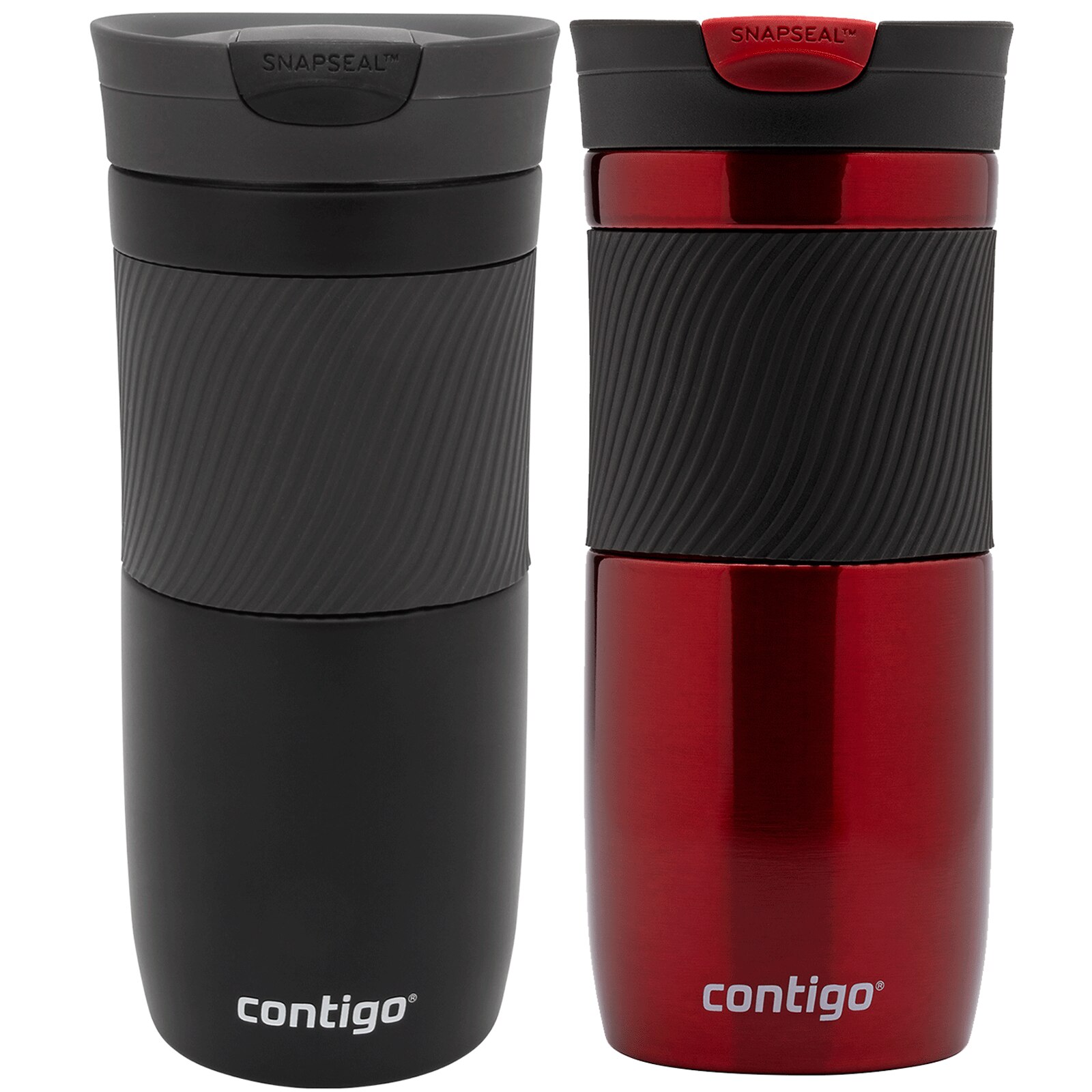 Set de cani termice Contigo Byron 470ml, Inox - rosu + negru mat - eMAG.ro