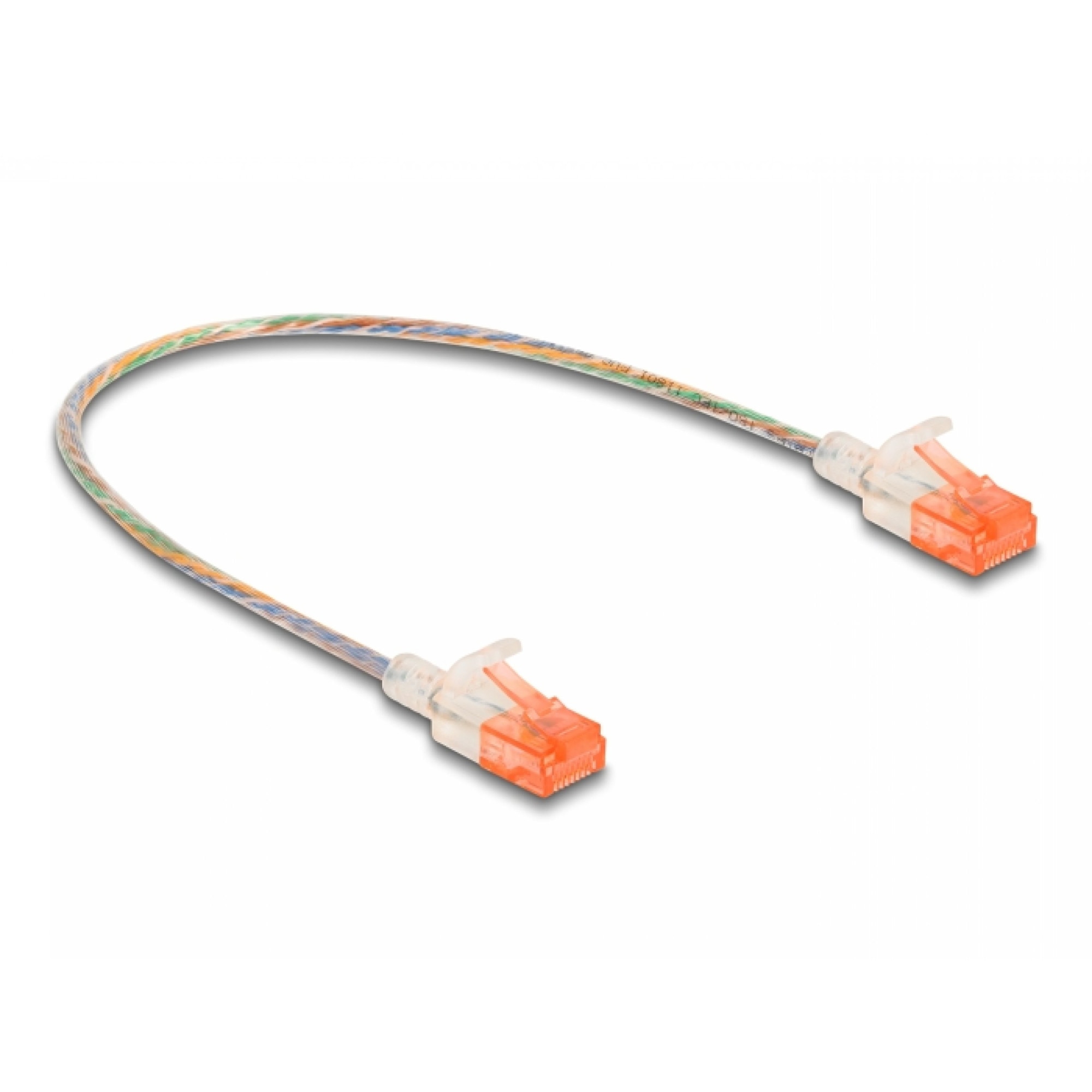 Cablu de retea RJ45 Cat.6A UTP Slim 0.3m transparent, Delock 80351 ...