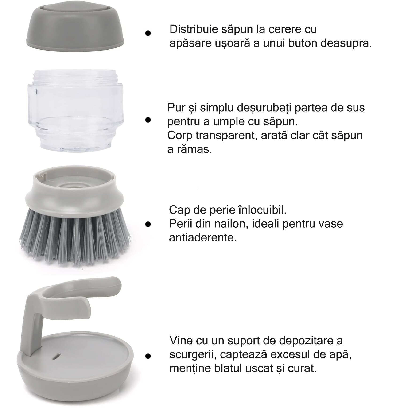 Perie pentru vase, POMAMZ, Cu rezervor lichid, Folosit pentru spalarea ...