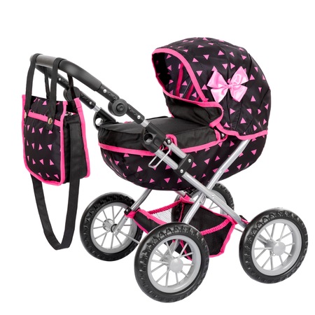 Carut Pentru Papusi, Kinderplay, Negru Cu Triunghiuri Roz - eMAG.ro