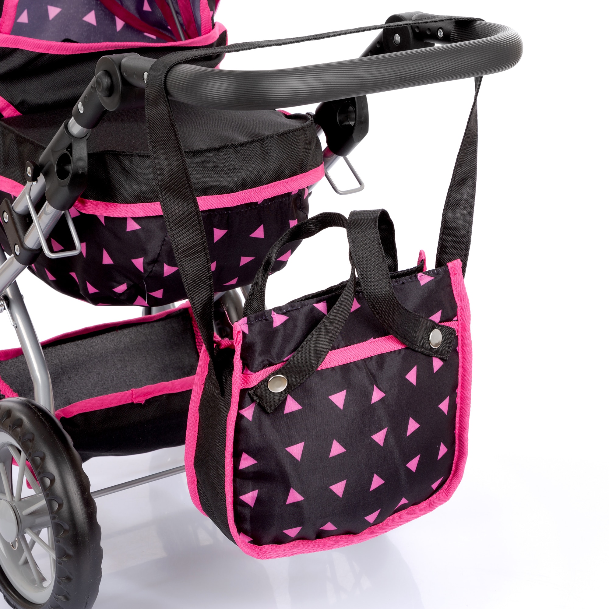 Carut Pentru Papusi, Kinderplay, Negru Cu Triunghiuri Roz - eMAG.ro