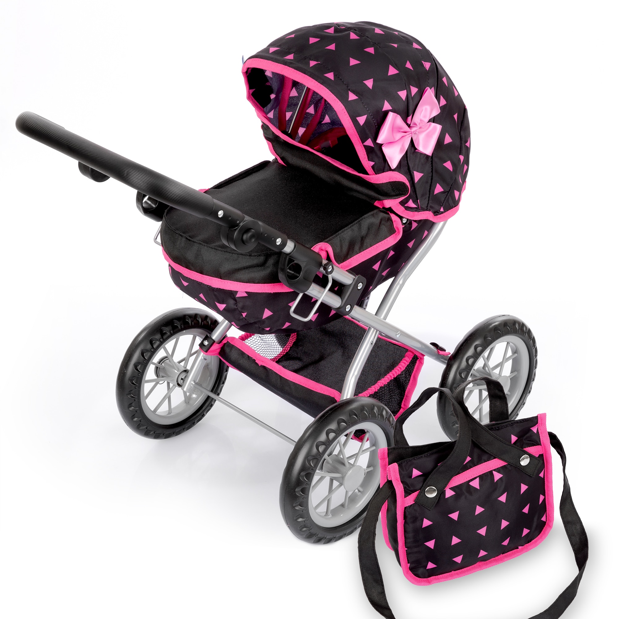 Carut Pentru Papusi, Kinderplay, Negru Cu Triunghiuri Roz - eMAG.ro