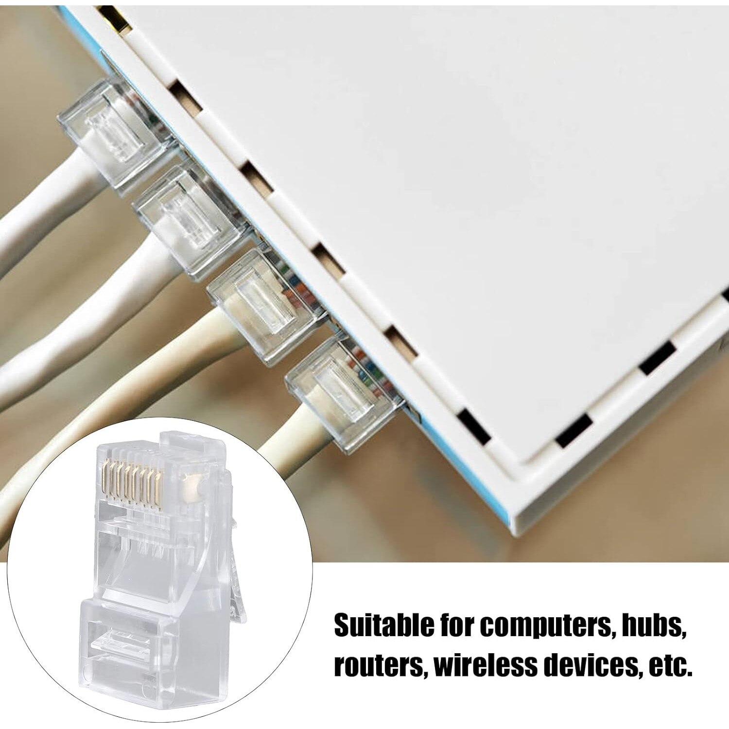 Set 100 de conectori RJ-45 8P8C, Zola®, 8 pini, compatibilitate cabluri ...