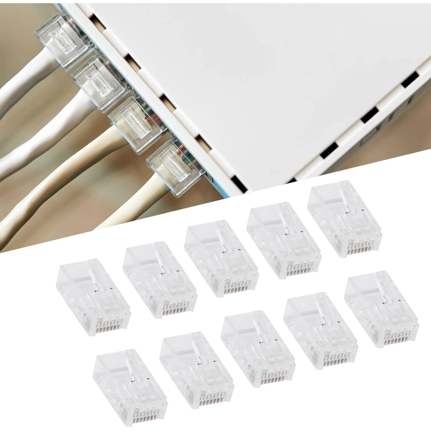 Set 100 de conectori RJ-45 8P8C, Zola®, 8 pini, compatibilitate cabluri ...
