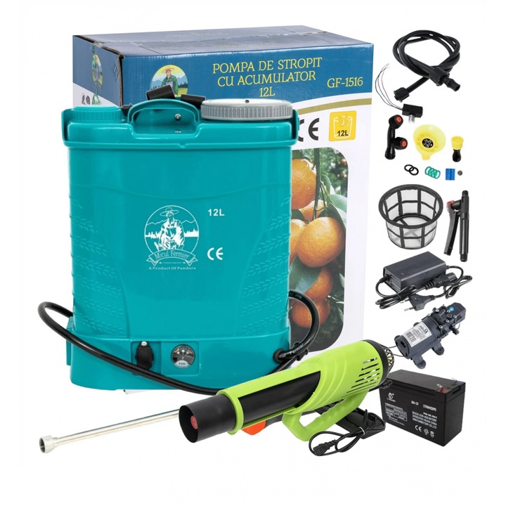 Pompa de stropit cu acumulator Micul Fermier 12 L, 12 V, 2.3 MPA ...