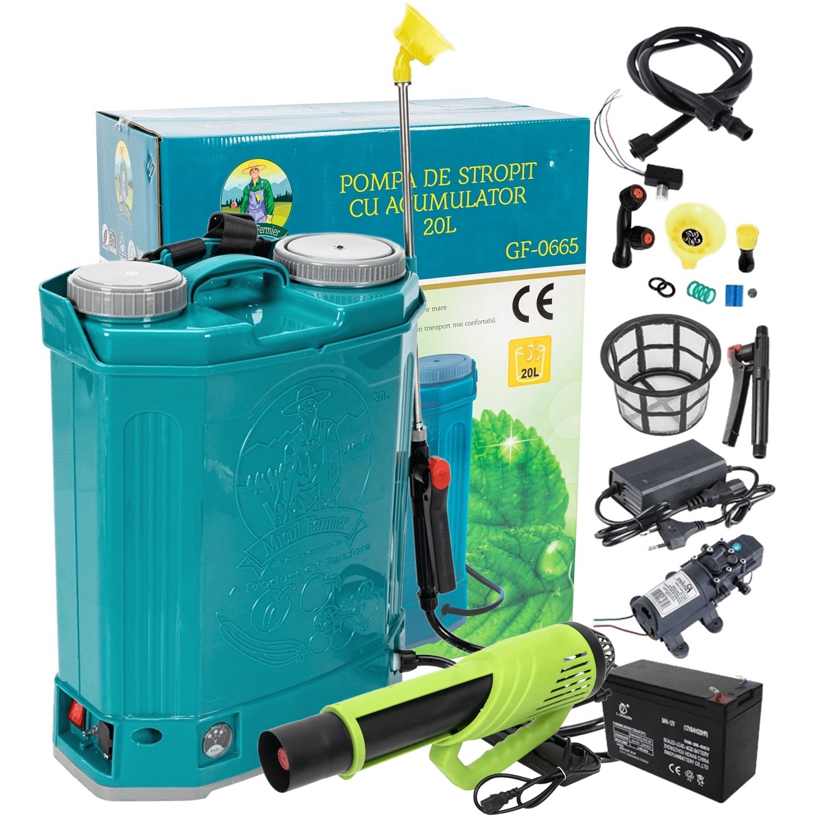 Pompa de stropit cu acumulator Micul Fermier 20 L, 12 V, 2.3 MPA ...