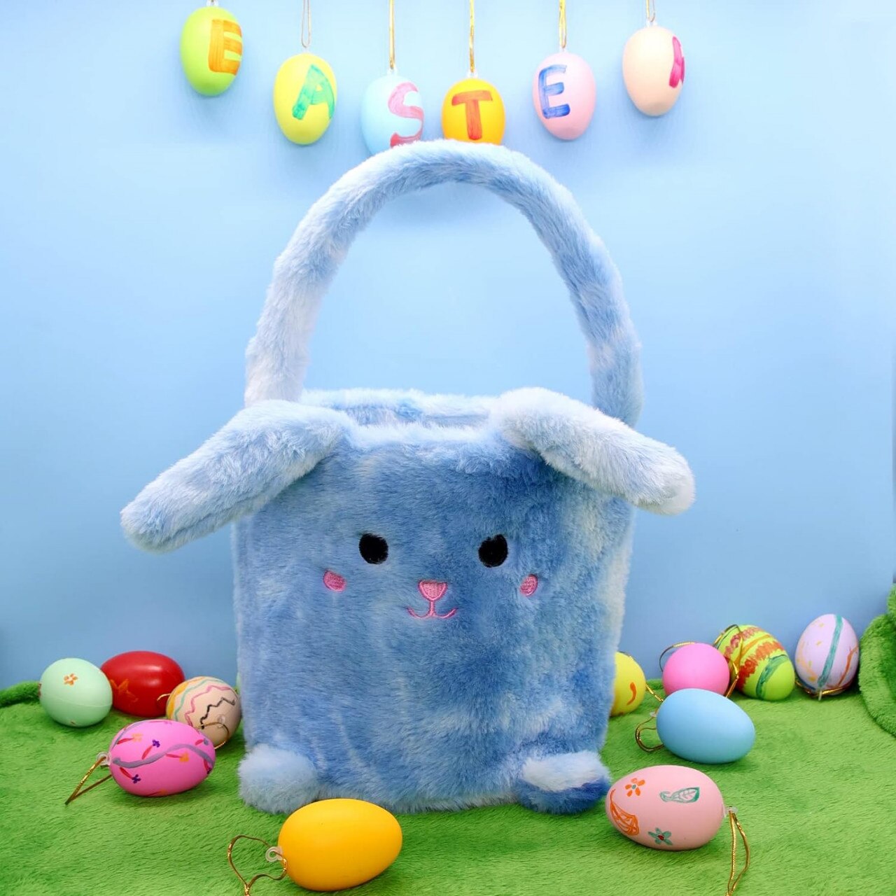 Cosulet de Paste pentru copii Desdfcer, textil, albastru, 23 x 36 cm ...