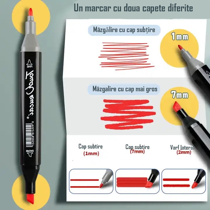 Комплект от 80 двойни маркера WePro Store, професионални, тънки и дебели, мастило на алкохолна ...