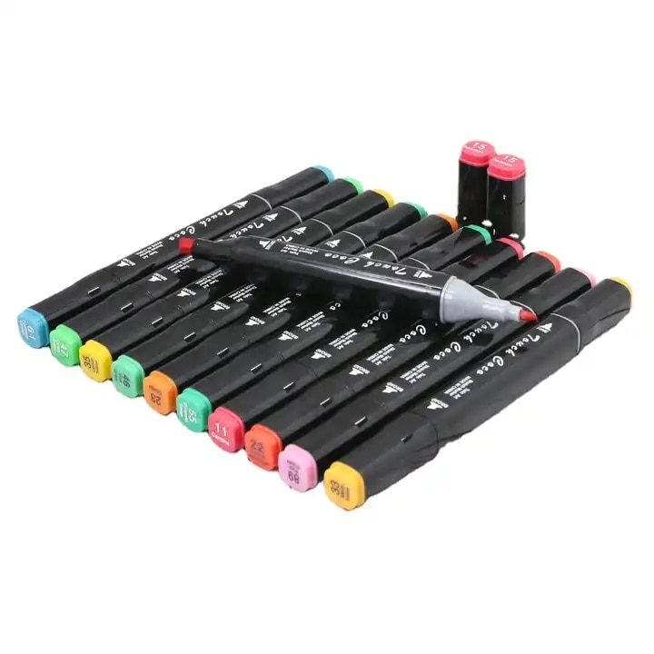 Комплект от 48 двойни маркера WePro Store, професионални, тънък и дебел, мастило на алкохолна ...