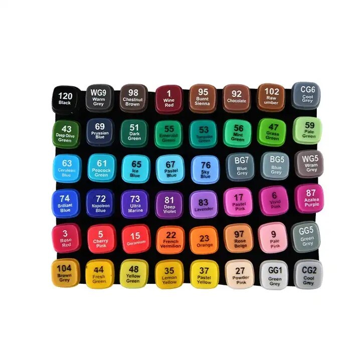 Комплект от 48 двойни маркера WePro Store, професионални, тънък и дебел, мастило на алкохолна ...