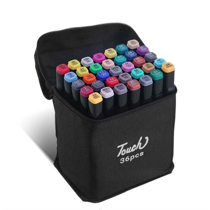 Комплект от 36 двойни маркера WePro Store, професионални, тънък и дебел, мастило на алкохолна ...