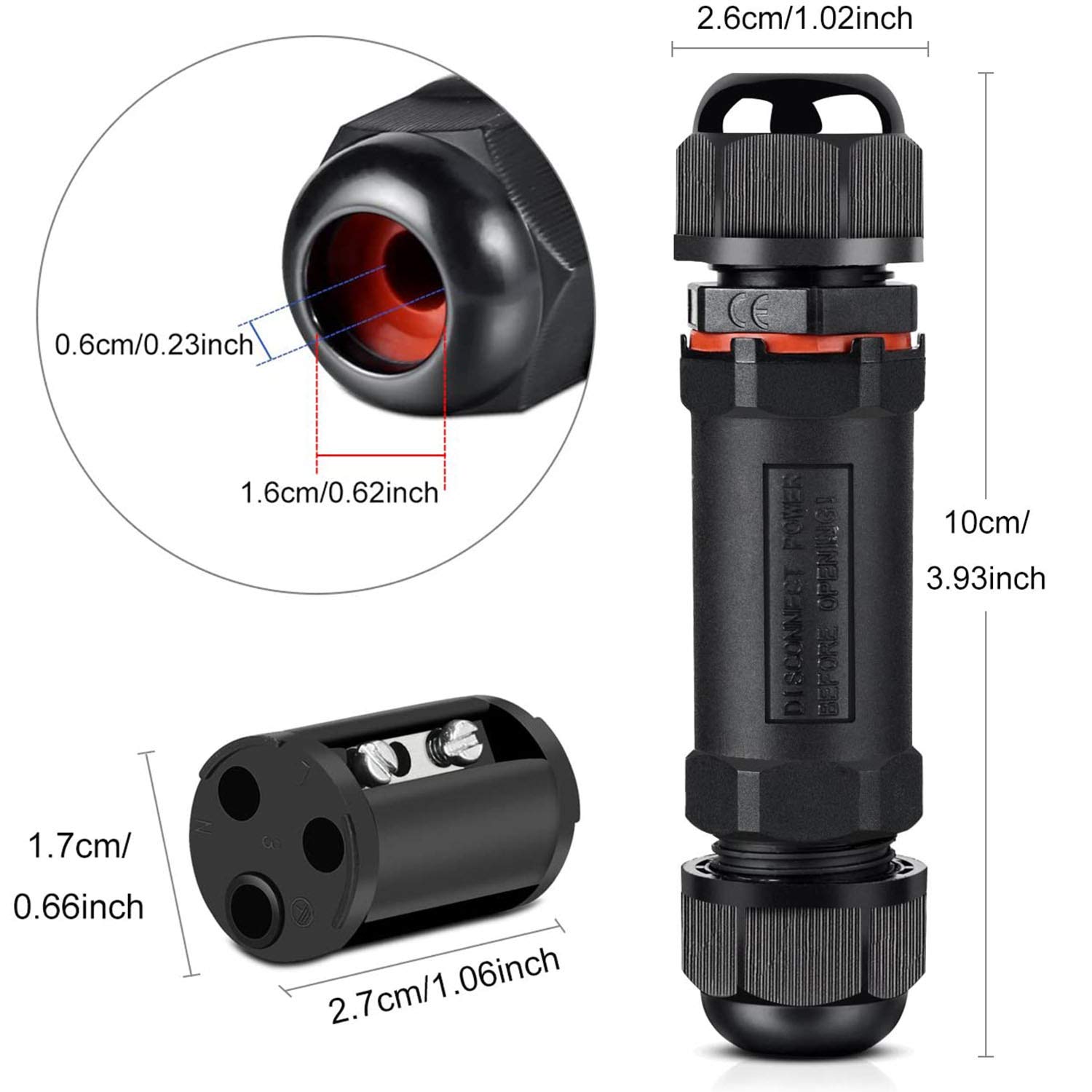 Set 3 Conector cablu electric liniar, JENUOS®, 3 pini protectie la ...