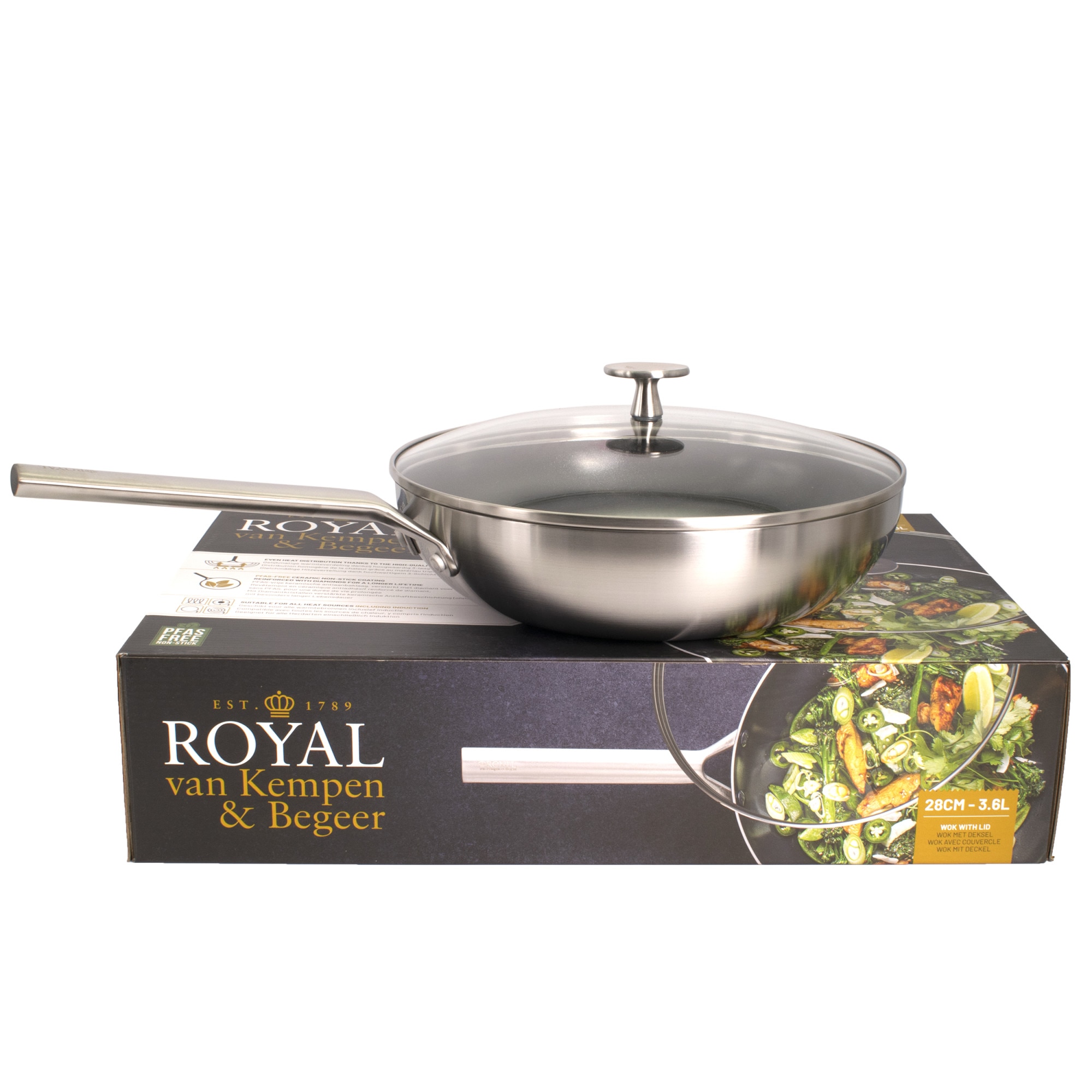 Tigaie Wook din inox cu capac si inductie, 3.6l, Royal, 67773 - eMAG.ro