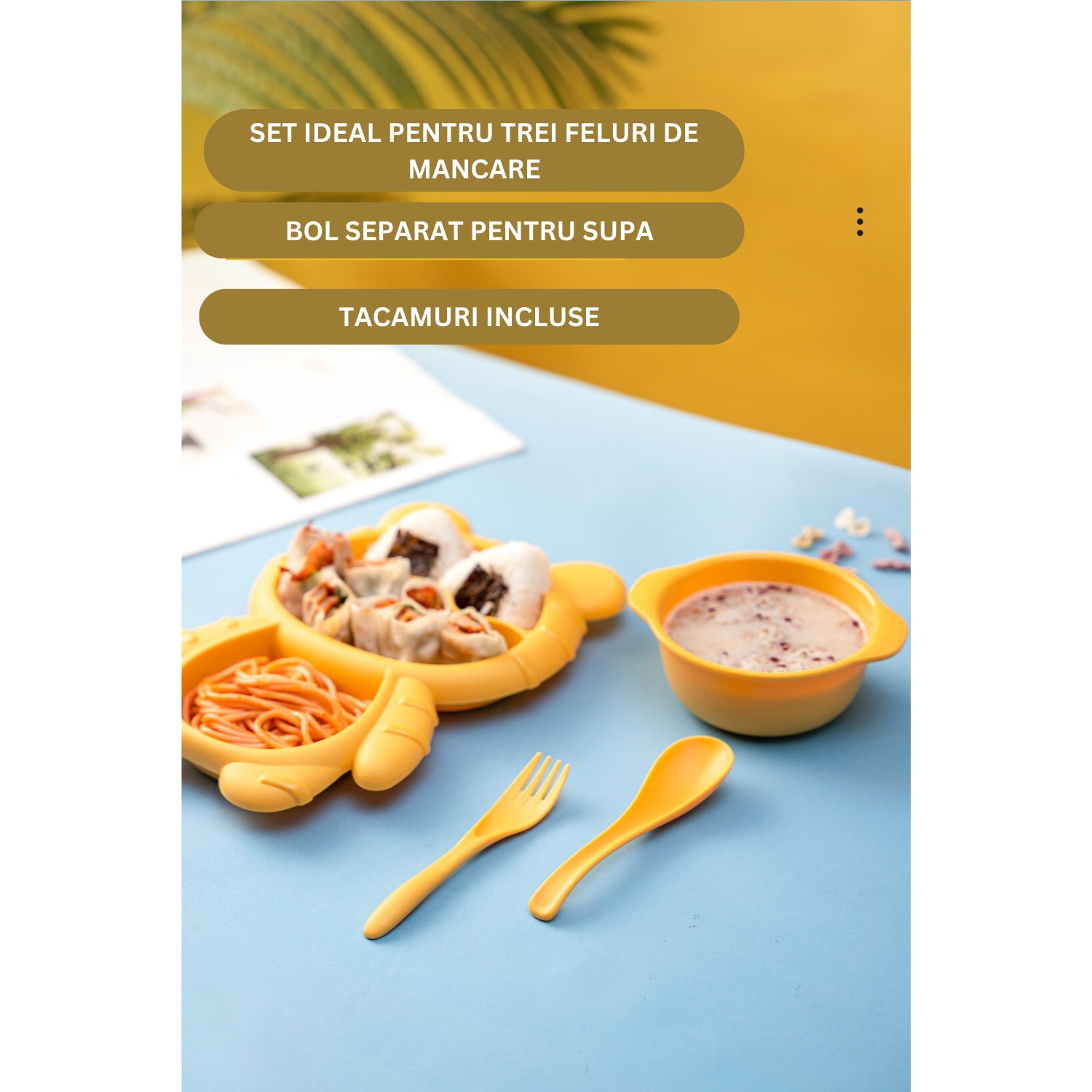 Set Hranire Bebelusi si Copii, Pentru Diversificare din Silicon Alimentar, Fara BPA, 6+ Luni ...