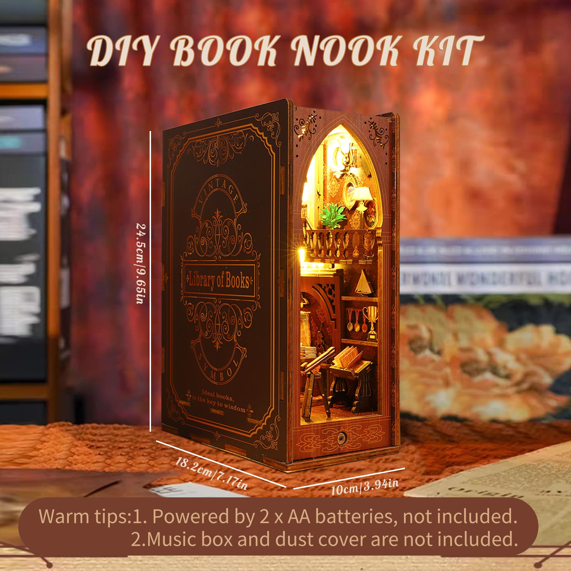 3D пъзел, WALALLA, Направи си сам гръбче на книга, LED светлина ...