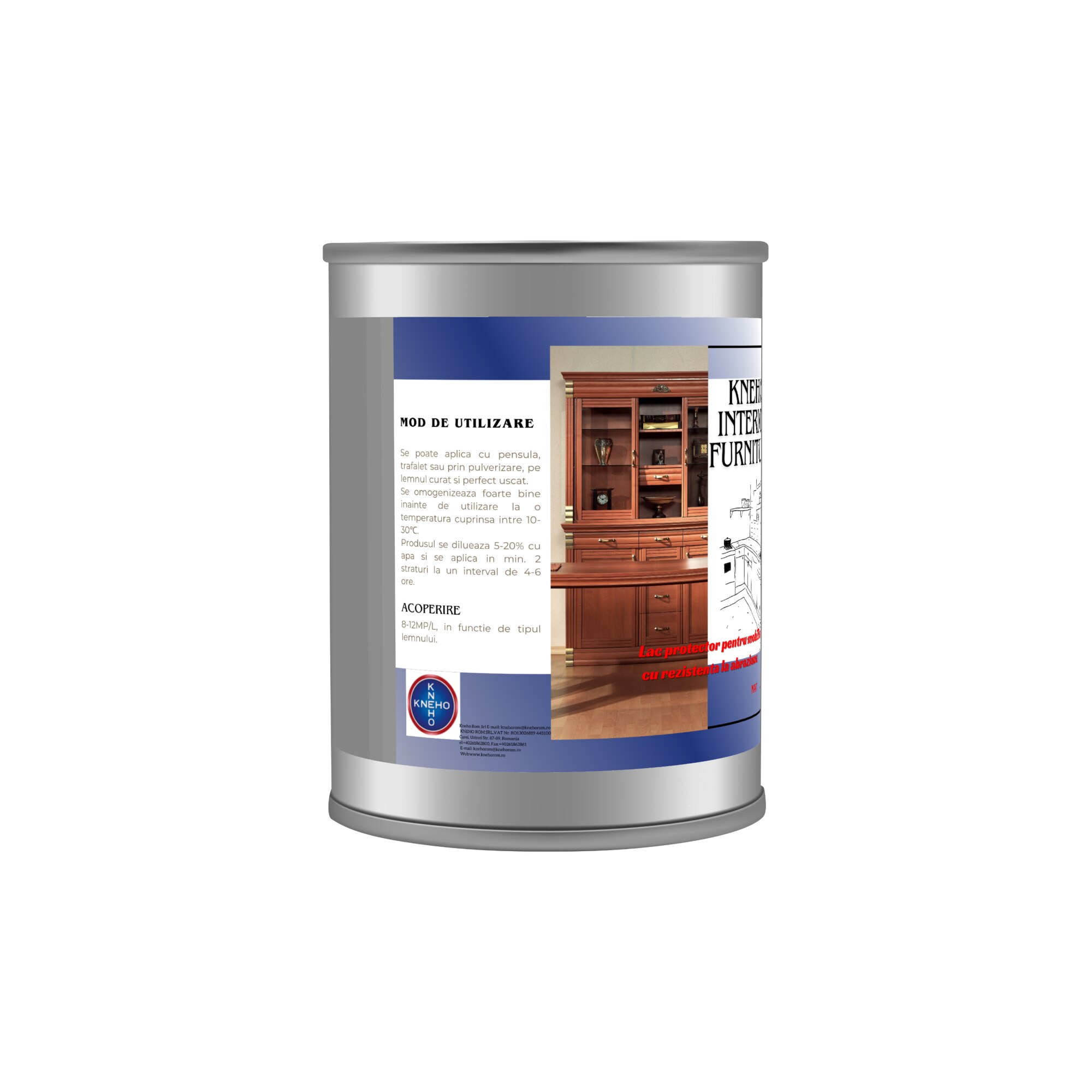 Lac pe baza de apa pentru mobilier de interior, transparent, mat,1l ...
