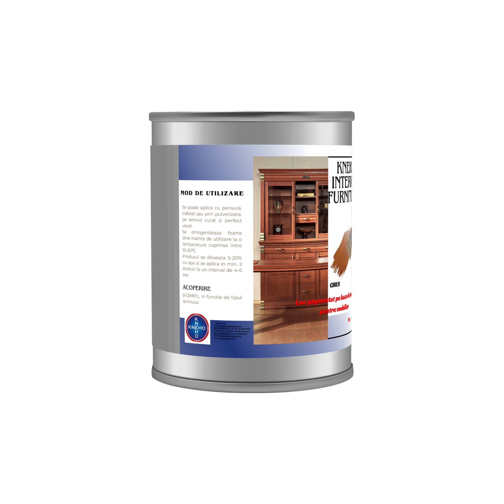 Lac pe baza de apa pentru mobilier de interior pigmentat, Cires, 1l ...