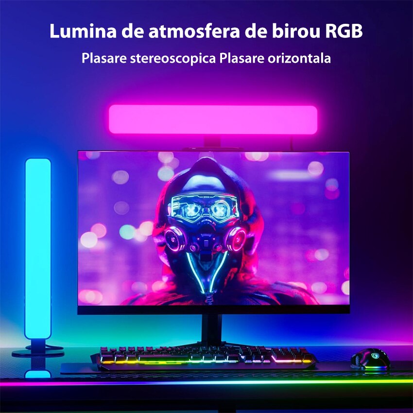 Set 2 bare luminoase cu leduri RGB, Chucai, Multicolor - eMAG.ro