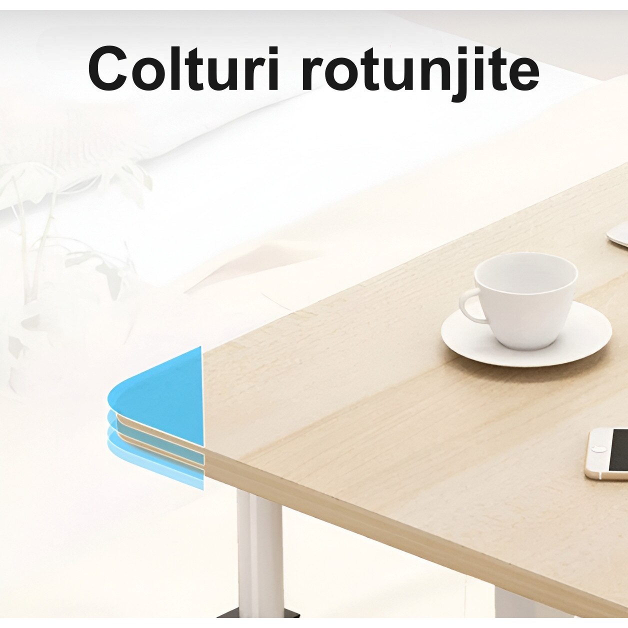 Birou Mobil, eSimplu®, cu Inaltime Reglabila, Maro Deschis, MDF, 80 x ...