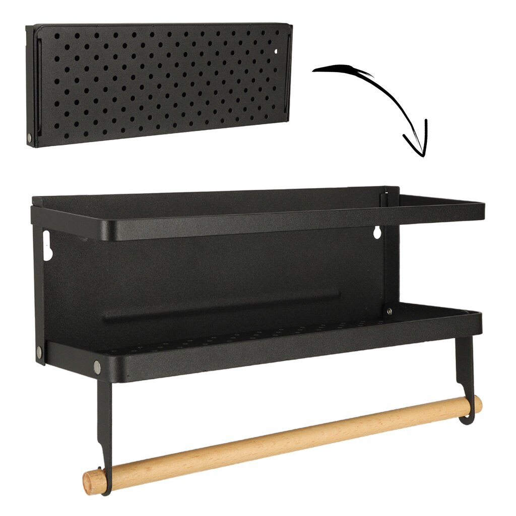Raft magnetic pentru condimente, ZakupyTV, Metal/Lemn, Negru - eMAG.ro