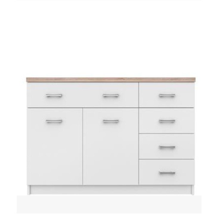 Comoda cu doua usi cu sertare, Kondela, Topty Tip 8, alb / stejar ...