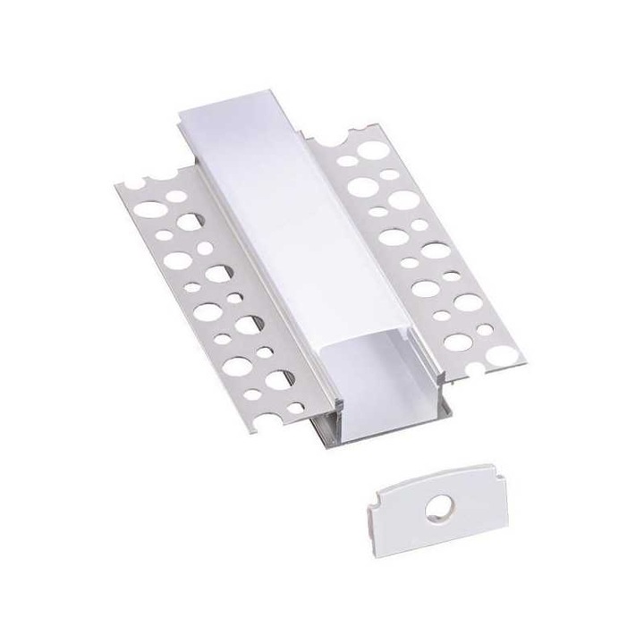 Profil din aluminiu pentru banda LED montaj in rigips, L-2M, 26x13mm ...