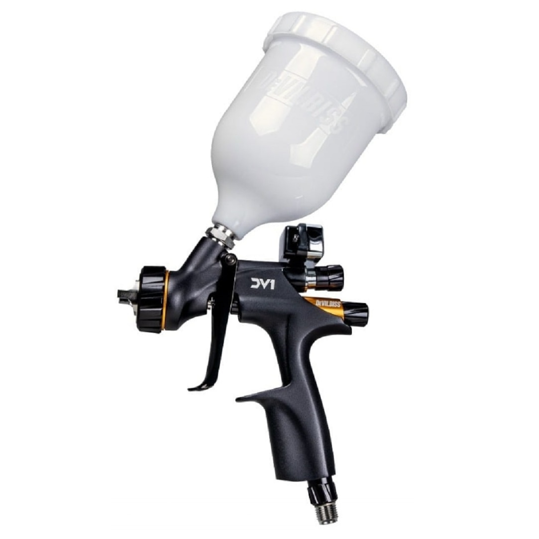 Pistol de vopsit De Vilbiss, cu cana plastic 600 ml, cap HVLP Plus, cu ...