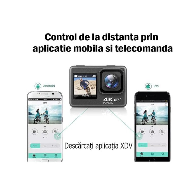 Camera de Actiune Multifunctionala SmartGO-Cam idealSTORE, Ecran Dublu ...