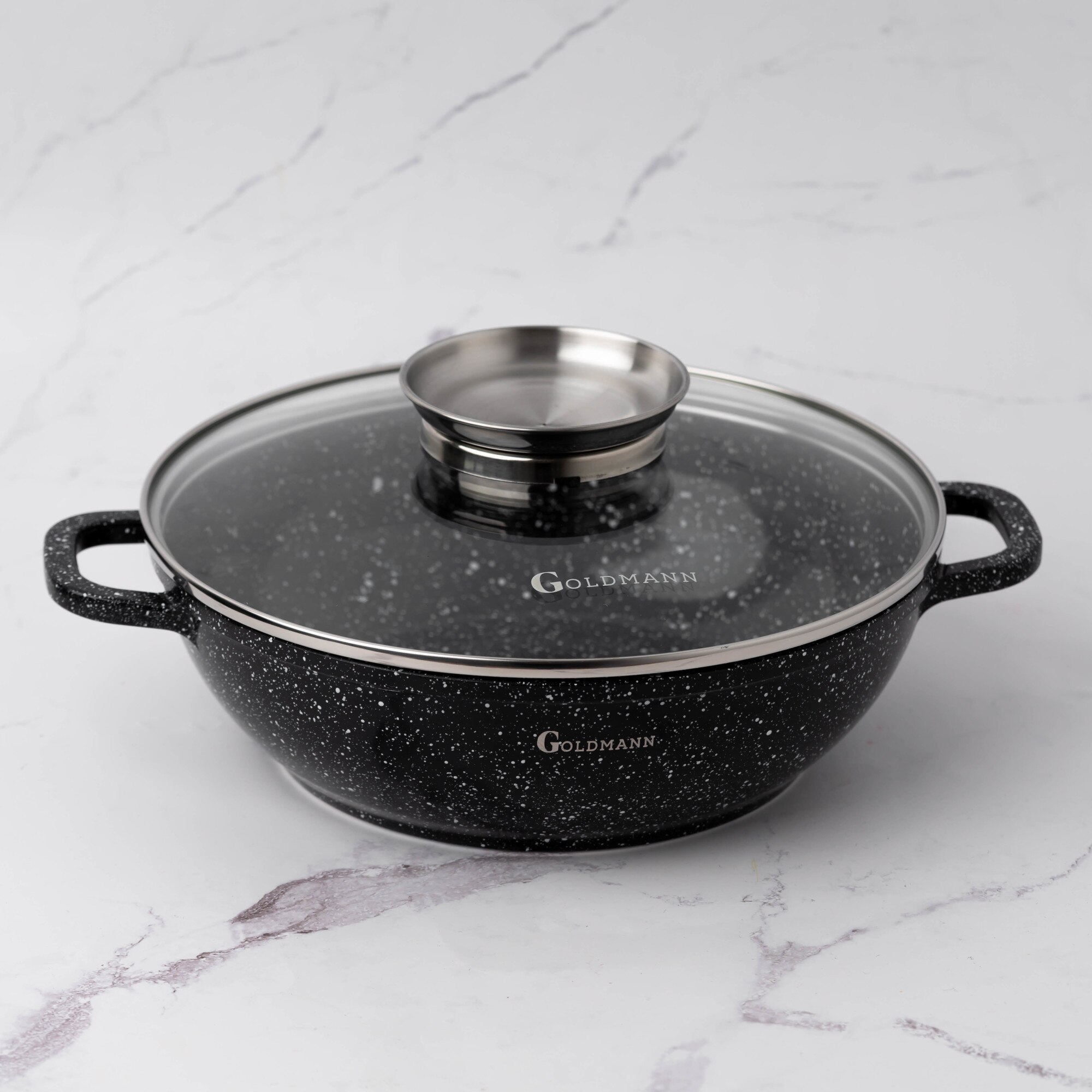 Cratita din aluminiu turnat Goldmann cu capac din sticla 28x8cm, 4.1L ...