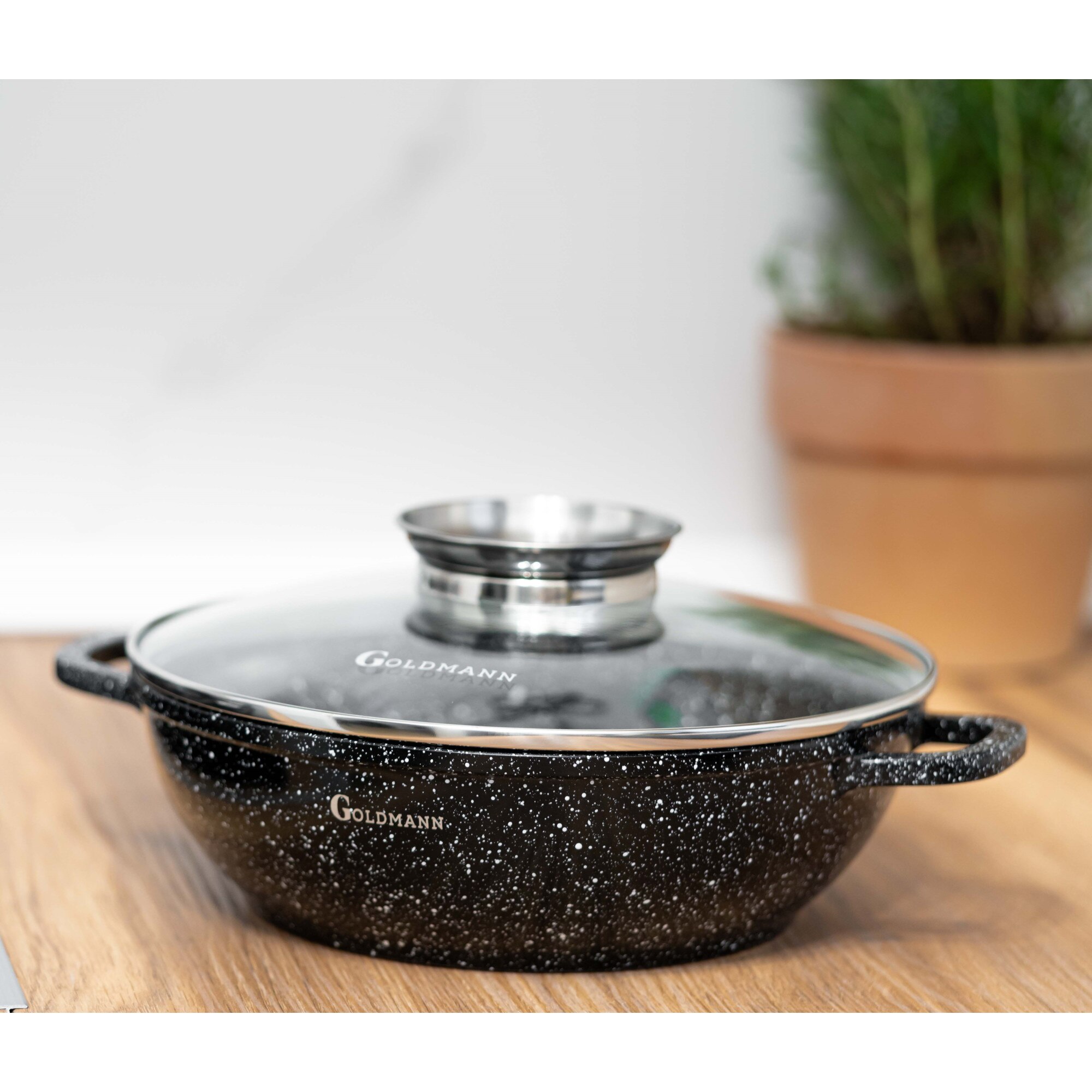 Cratita din aluminiu turnat Goldmann cu capac din sticla 28x8cm, 4.1L ...