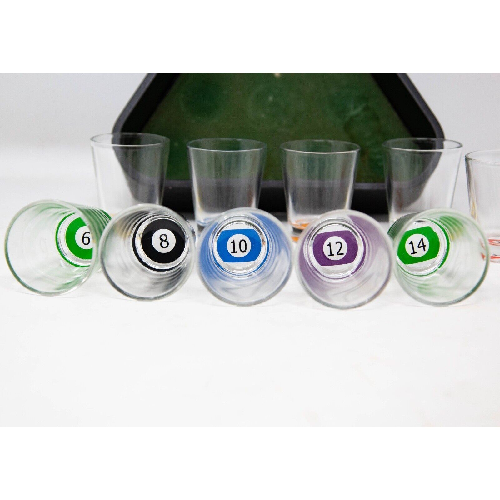 Set 10 pahare din sticla, 30 ml, shot, cu Suport de Biliard, 10 x 10 cm ...