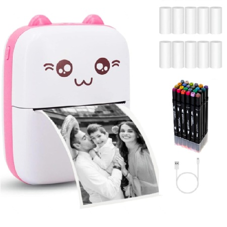 Set Mini Imprimanta Termica pentru Fotografii, Etichete, Portabila cu ...