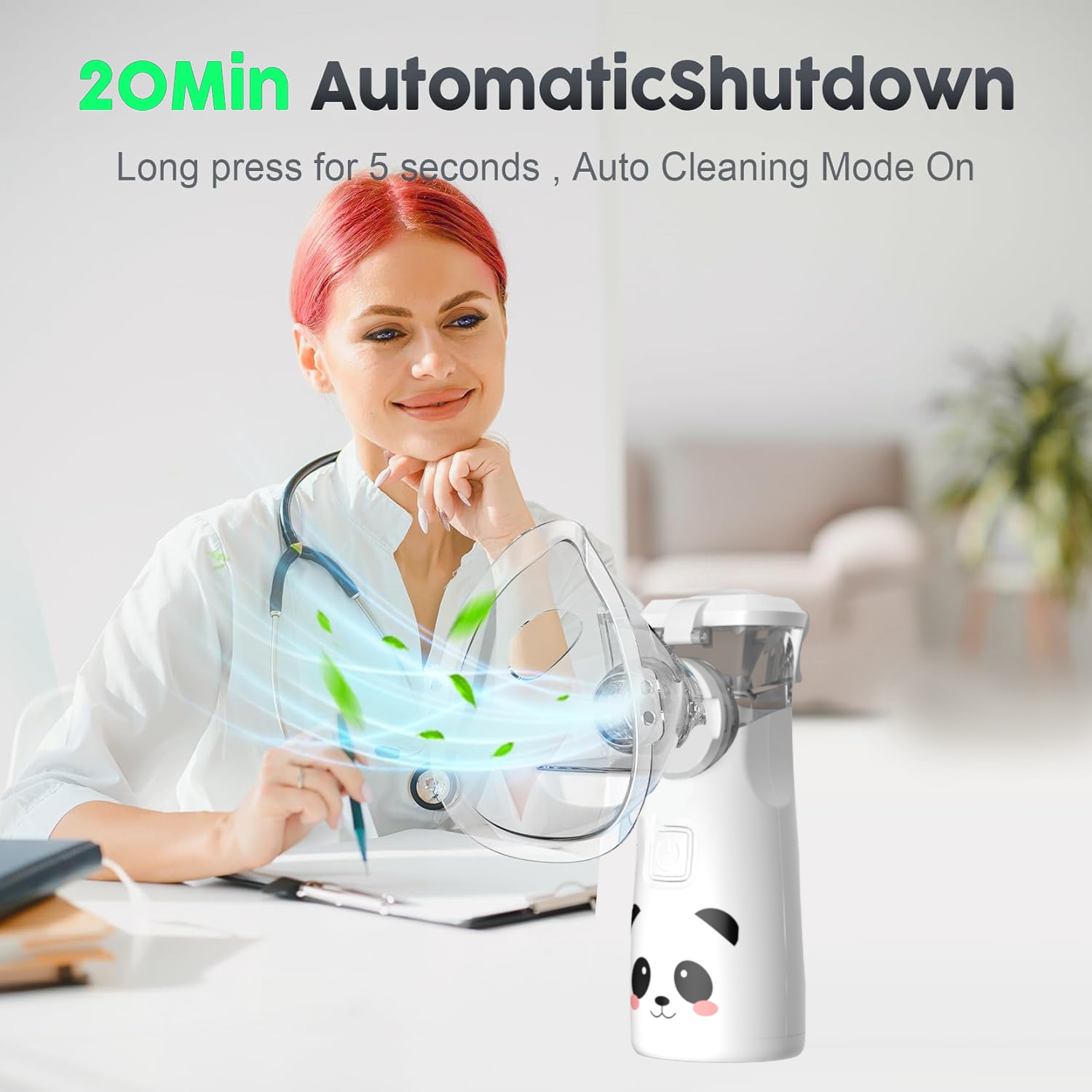 Aparat Aerosoli LittleDomi 307 Panda, Nebulizator Ultrasonic, Portabil, Ultra Silentios, Masca ...